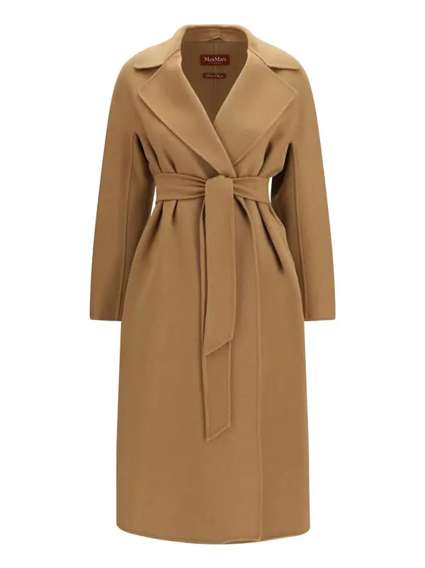 Max Mara Long Wool, Cashmere, And Silk Robe Coat - Brown