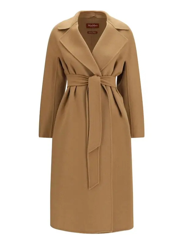 Max Mara Long Wool, Cashmere, And Silk Robe Coat - Cream
