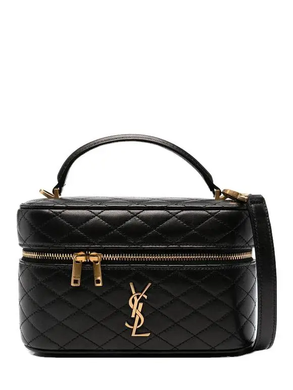 Saint Laurent Calf Leather Quilted Vanity Case - Black