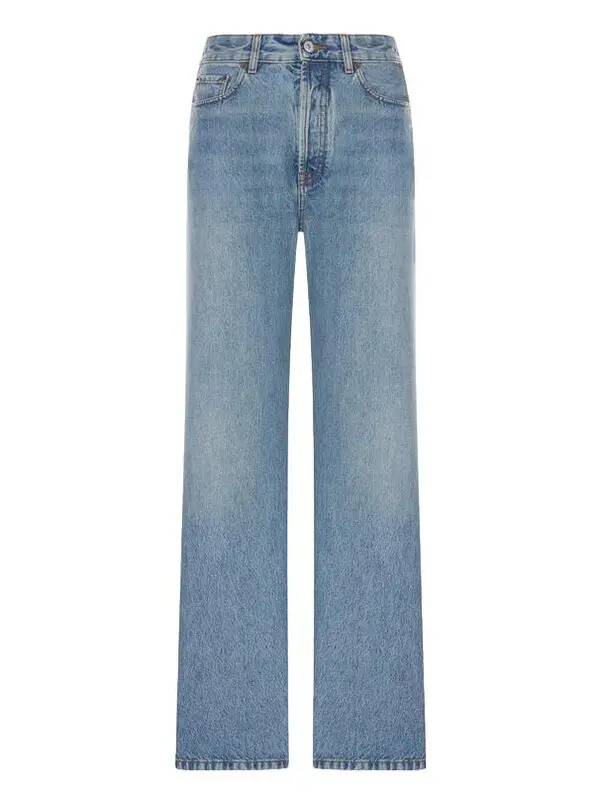 Miu Miu Cotton Washed Denim Straight Leg Jeans - Blue