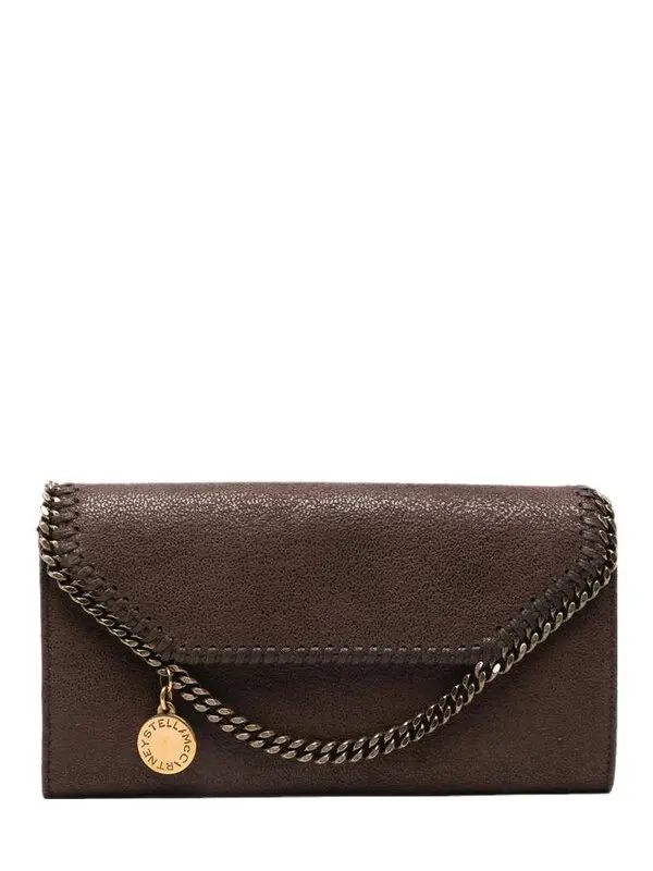 Stella McCartney Dark Chain Trimmed Foldover Clutch - Brown