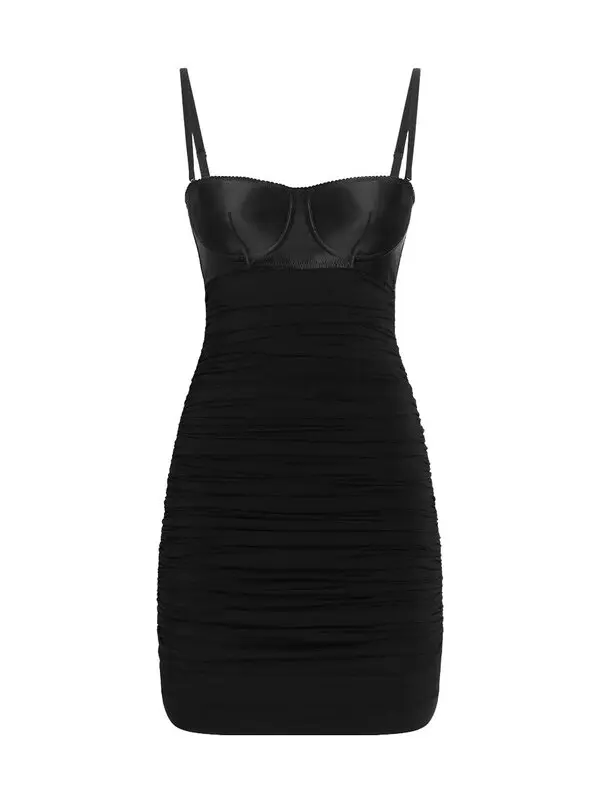 Dolce & Gabbana Ruched Sweetheart Neckline Dress - Black