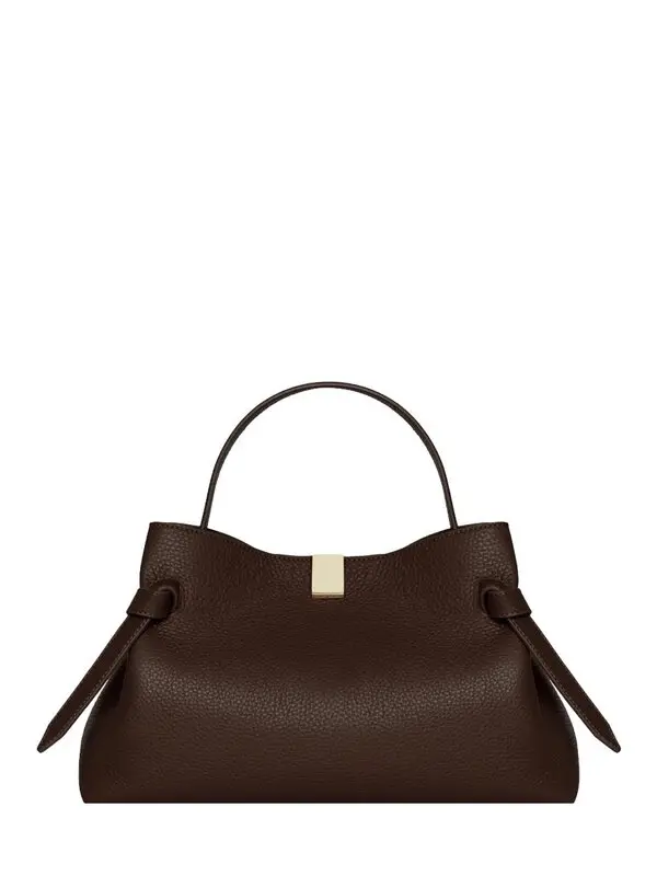 Yuzefi Pebble Grain Leather Top Handle Bag - Brown