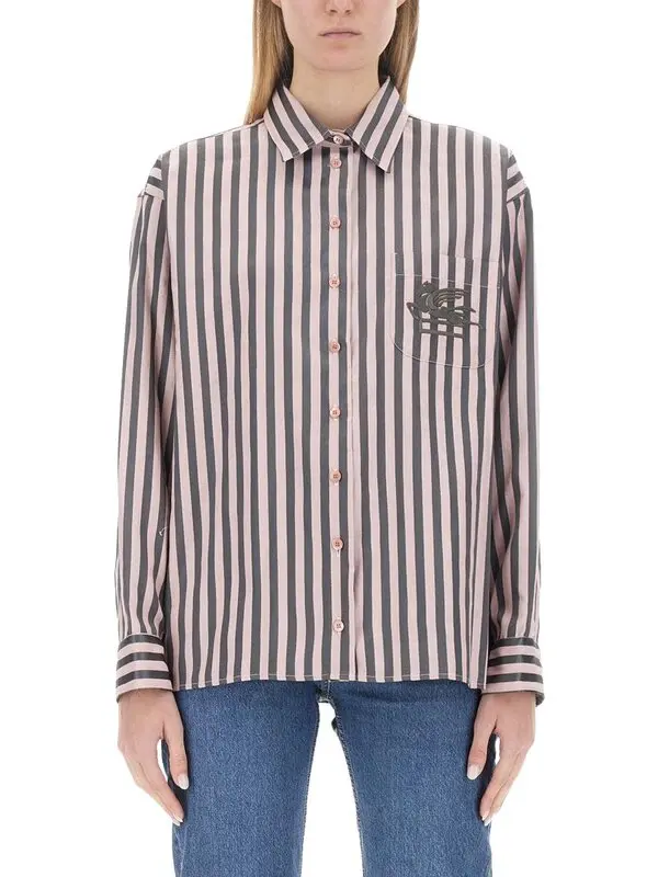 Etro Striped Logo Shirt - Pink