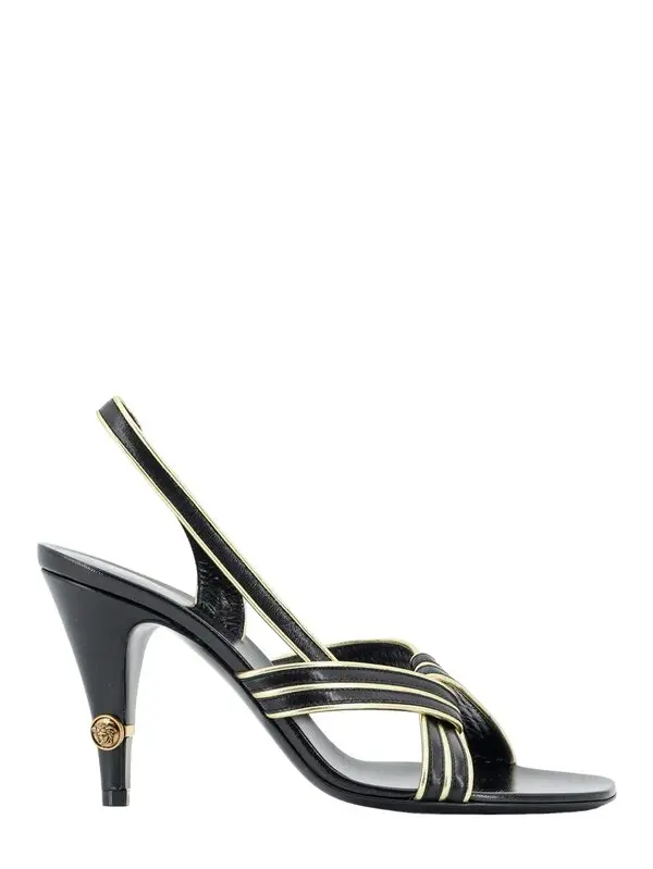 Versace Leather Heeled Sandals - Multicolor
