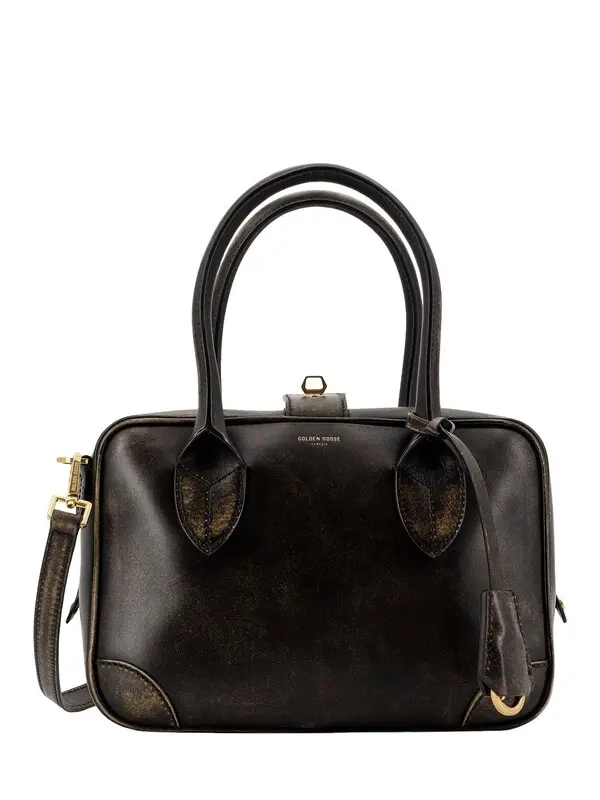 GOLDEN GOOSE Vita Vintage Leather Crossbody Bag - Black