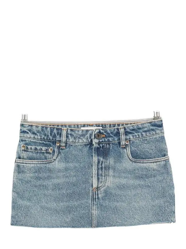 Miu Miu Denim Skirt With Frayed Hem - Blue