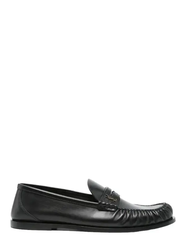Saint Laurent Calfskin Penny Slot Loafers - Black