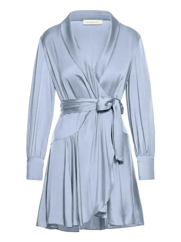Zimmermann Silk Wrap Mini Dress - Blue