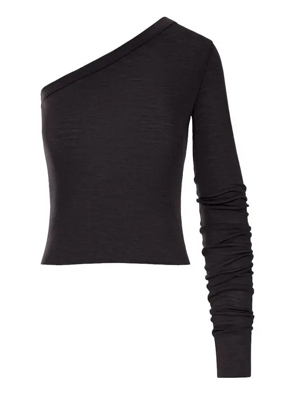 Rick Owens One-shoulder Long-sleeve Jersey Top - Black