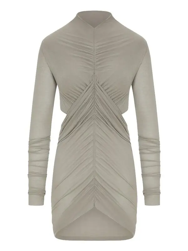 Rick Owens Long Draped Viscose T-shirt With Long Sleeves - Cream