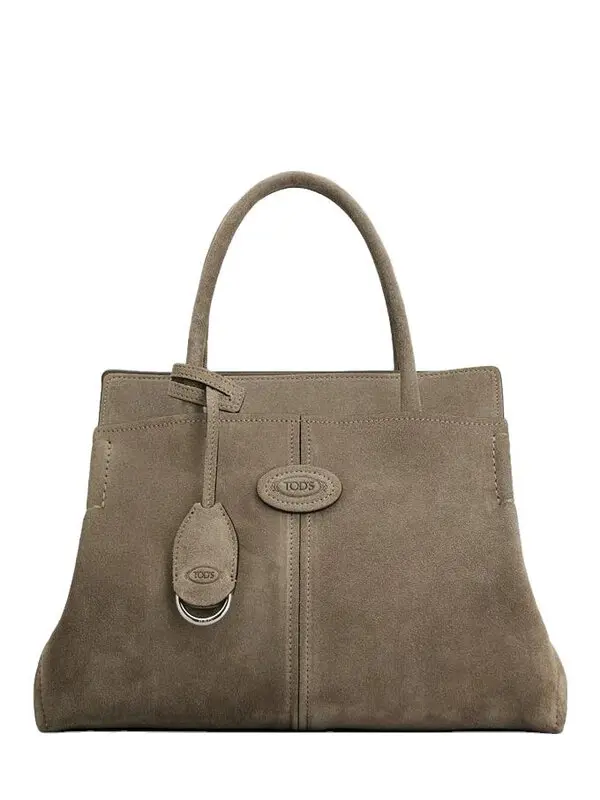 TOD'S Grey Suede Bucket Bag With Logo Patch - Gray