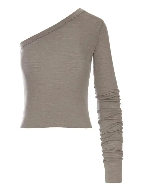 Rick Owens One-shoulder Long Sleeve Jersey Top - Gray