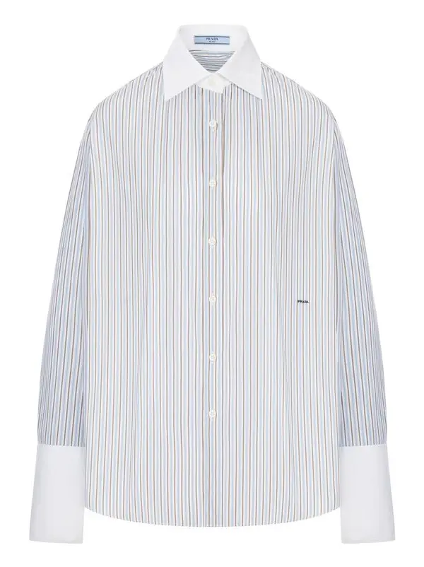 Prada Striped Cotton Shirt With Contrasting Cuffs - Multicolor