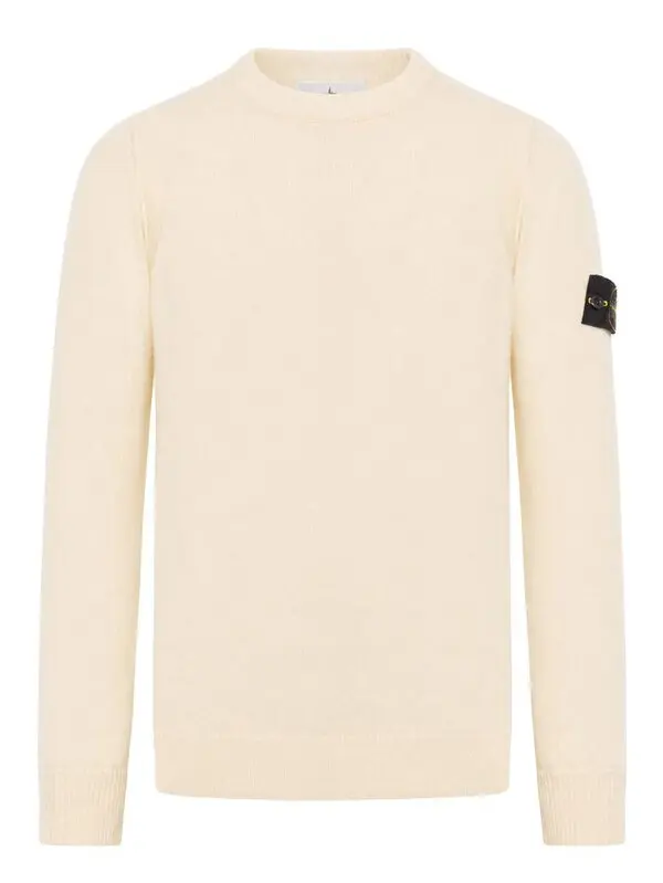 Stone Island Melange Effect Crew Neck Sweater - Cream