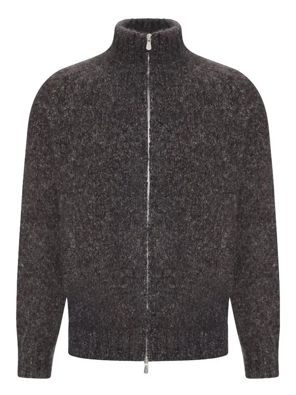 Brunello Cucinelli Boucle Knit High Neck Zip-up Sweater - Multicolor