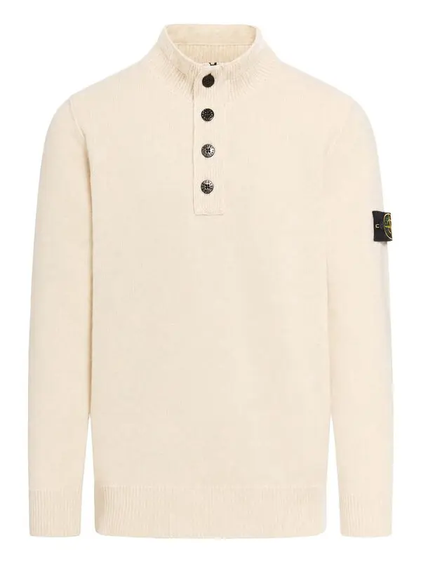Stone Island Regular Fit Lambswool Sweater - Cream