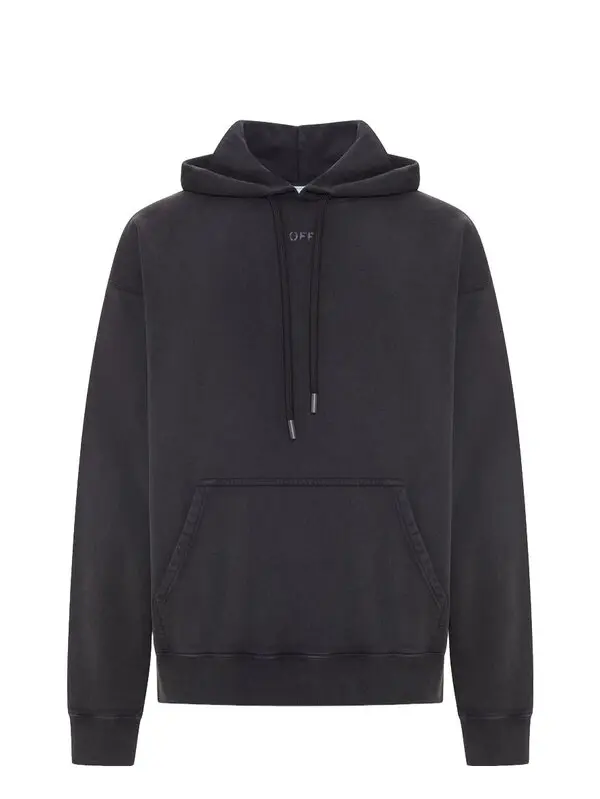 Off-White Relaxed-fit Washed Cotton Fleece Hoodie With Graphic Back Print - Multicolor