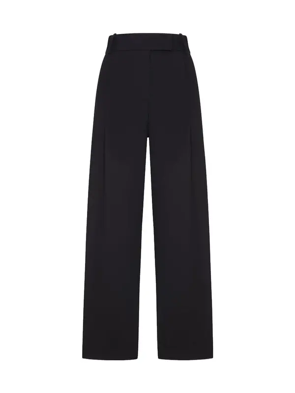 Giorgio Armani High-waisted Palazzo Trousers In Compact Fabric - Black