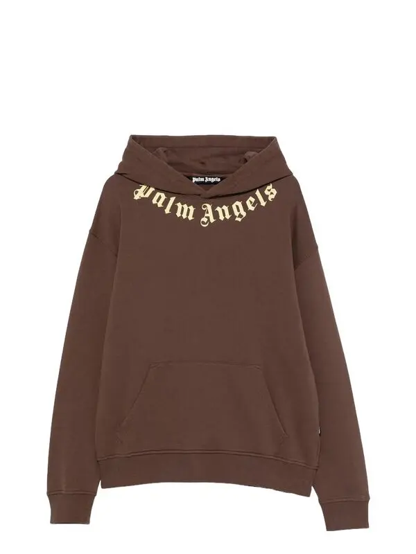 Palm Angels Logo Print Hoodie - Brown