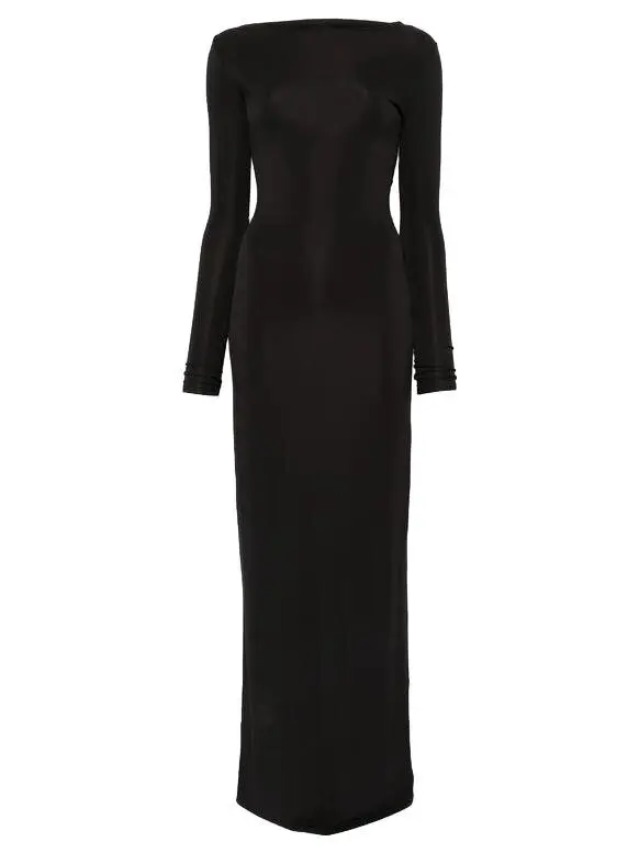 Cult Gaia Long Sleeve Embellished Floor-length Dress - Black