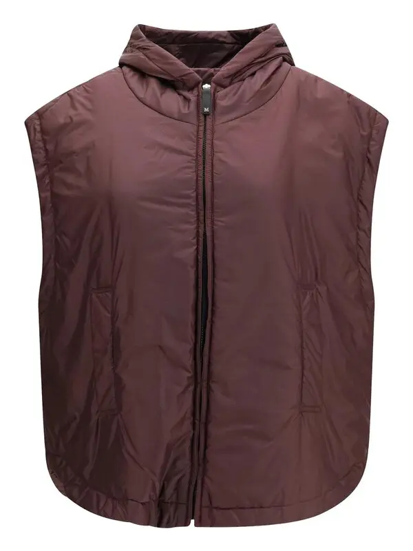Max Mara Hooded Padded Vest In Water Repellent Canvas - Multicolor