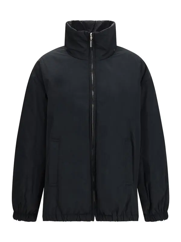 Max Mara Reversible Padded Bomber In Radzmir And Water Repellent Canvas - Black