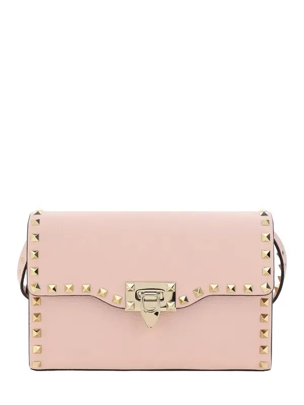Valentino Garavani Rockstud Mini Shoulder Bag In Garnet Calfskin - Pink
