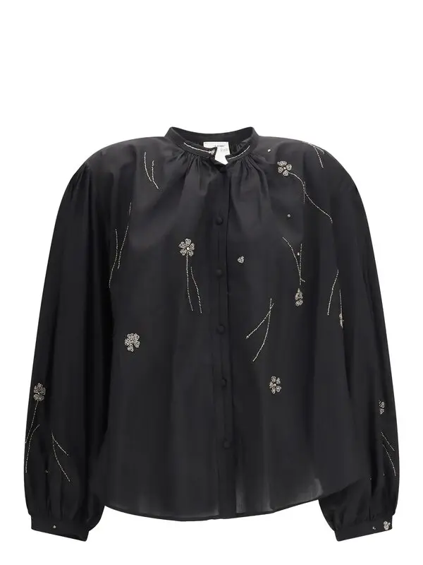 FORTE_FORTE Fleurs D’orient Embroidered Voile Bohemian Shirt - Black