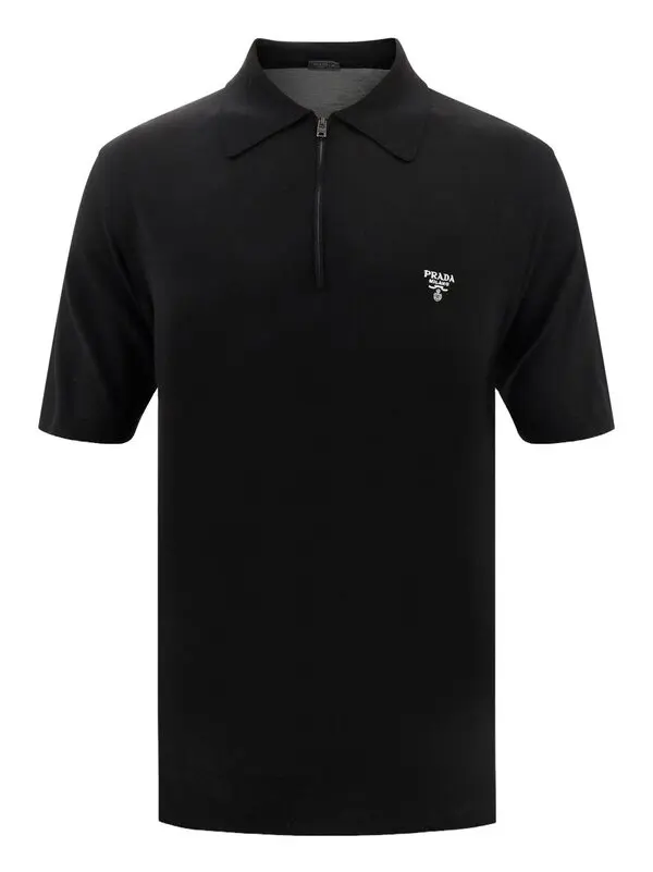 Prada Virgin Wool Polo Shirt - Black