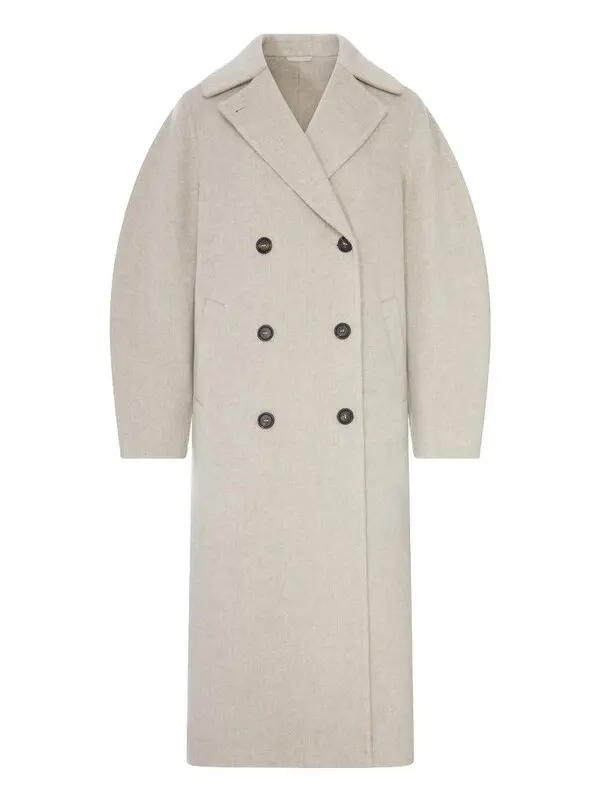 Brunello Cucinelli Long Double-breasted Wool And Cashmere Coat - Cream
