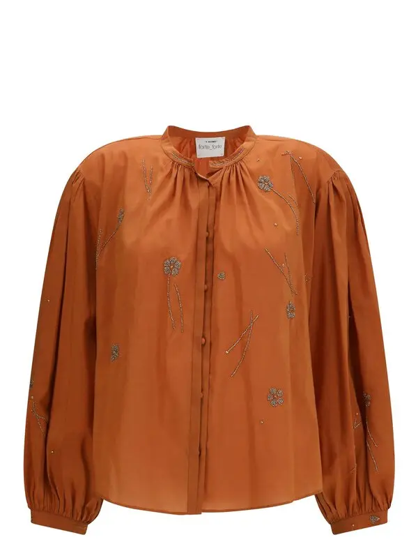 FORTE_FORTE Embroidered Voile Bohemian Shirt - Orange
