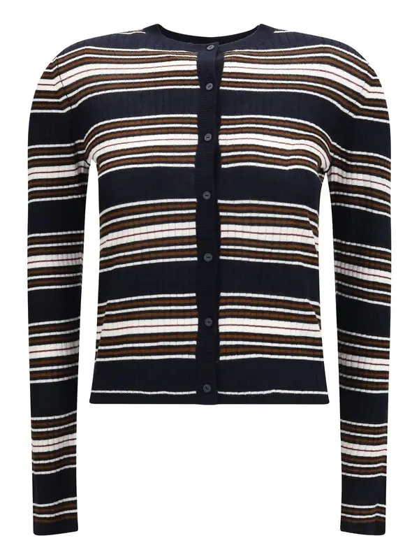 Max Mara Striped Silk And Wool Cardigan - Blue