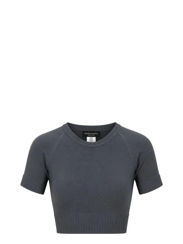 HEART AND SOUL Seamless Iron Cross Activewear Crop Top - Grey