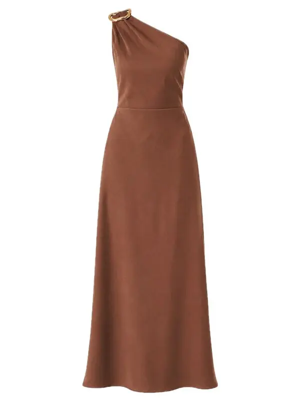 EXQUISE Zariah Maxi Dress With Gold-tone Buckle Accent - Brown
