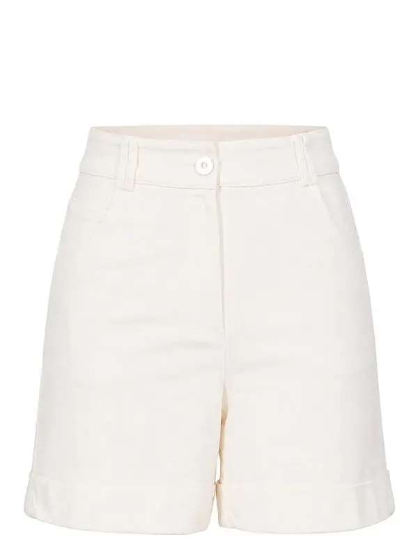 EXQUISE Buttoned Denim Shorts - Beige