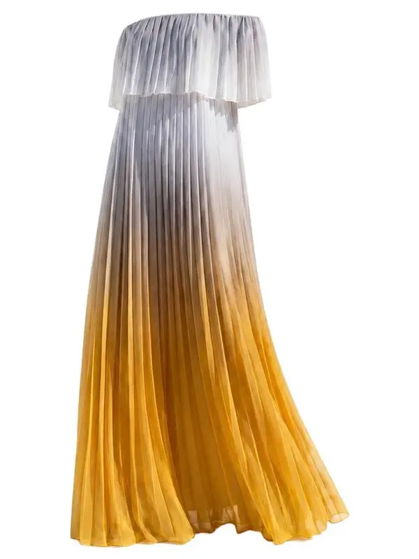 BOLD&LOCKED Aure Pleated Off-the-shoulder Dress - Gold