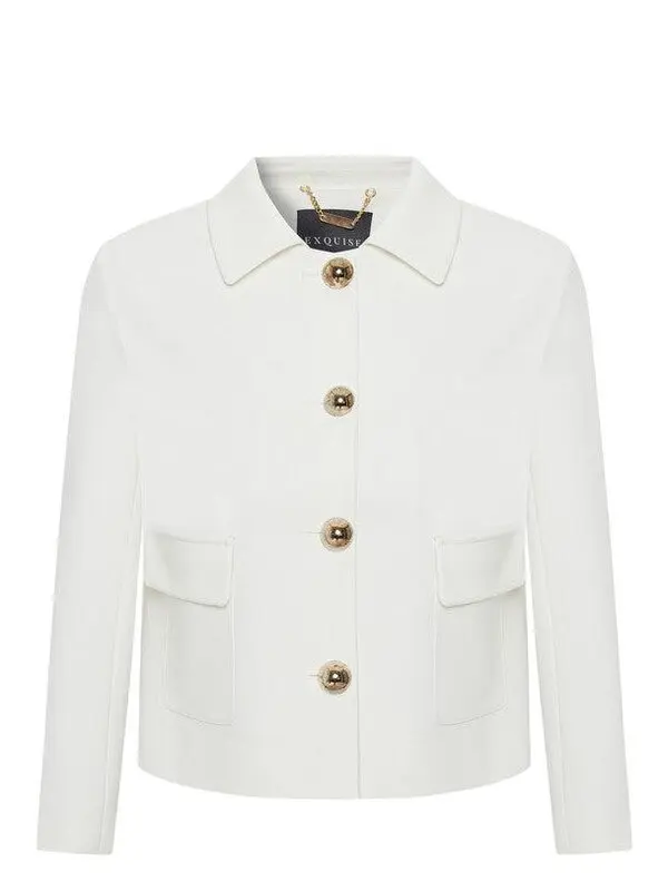 EXQUISE Tessa Cropped Jacket - White