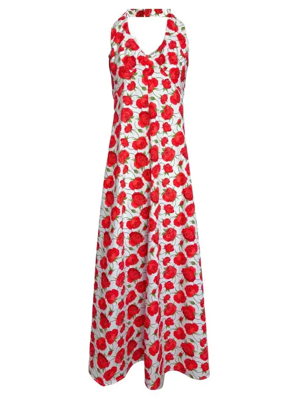 COUTURE TO YOUR DOOR Floral Rose Maxi Dress - Red/white