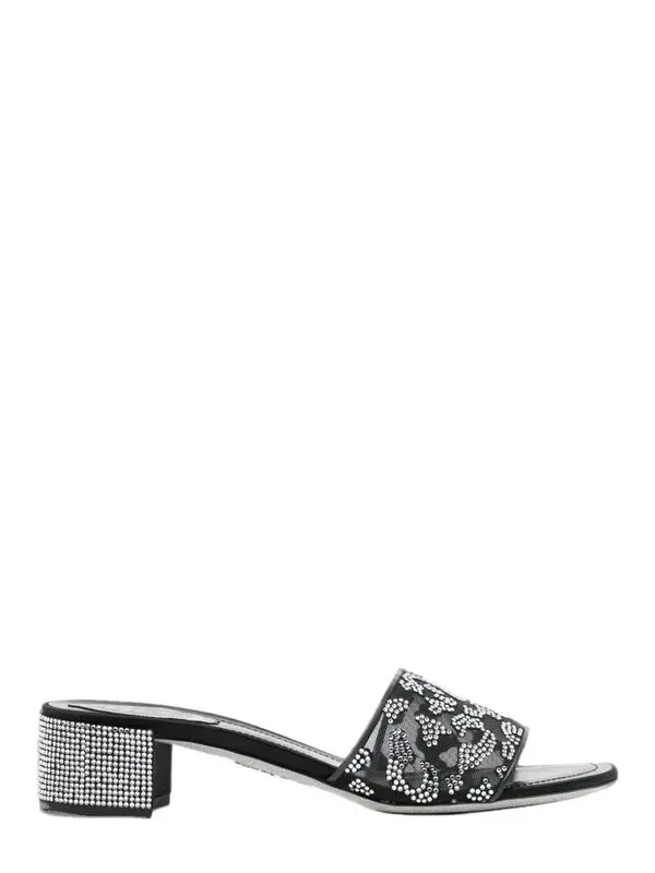 Rene Caovilla Allura Crystal-embellished Slides - Black