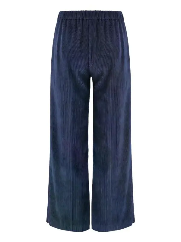 F.IT Ribbed Knit Wide Leg Trousers - Blue