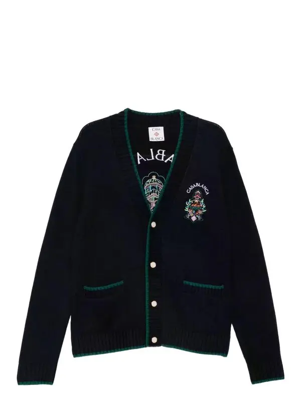 Casablanca Logo Embroidered Cardigan - Blue