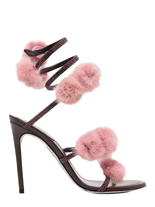 Rene Caovilla Embellished Spiral Ankle Strap Sandals - Purple