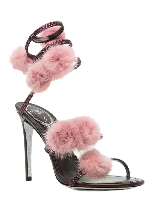 Rene Caovilla Embellished Spiral Ankle Strap Sandals - Purple