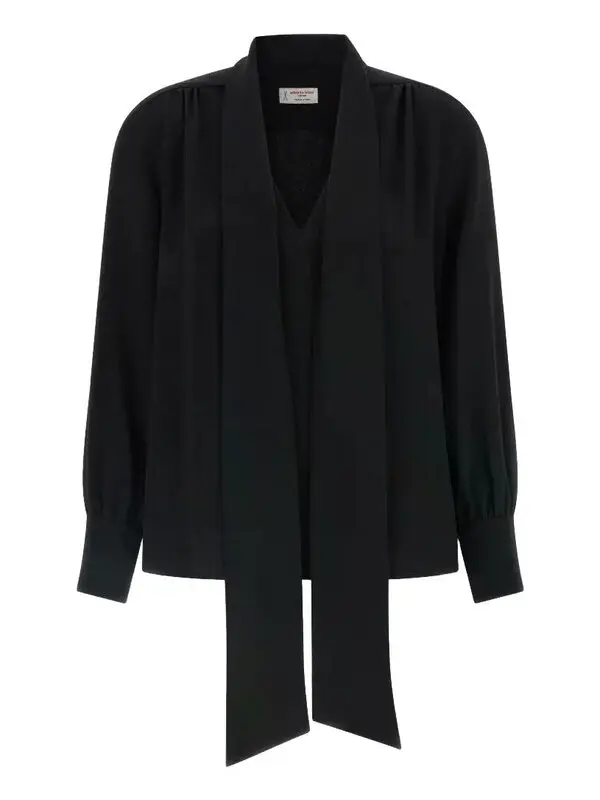 Alberto Biani Long Sleeve Blouse With Pussy-bow Collar - Black