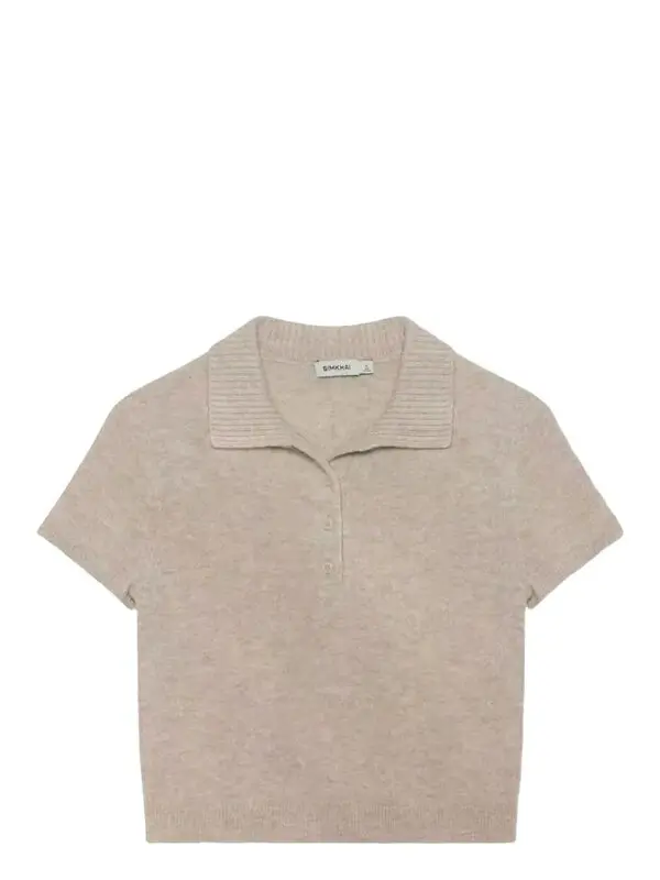Simkhai Twila Short-sleeve Cashmere Polo Shirt - Grey