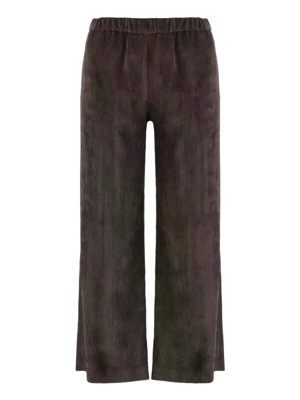 F.IT Corduroy Effect Elasticated Wide Leg Trousers - Brown