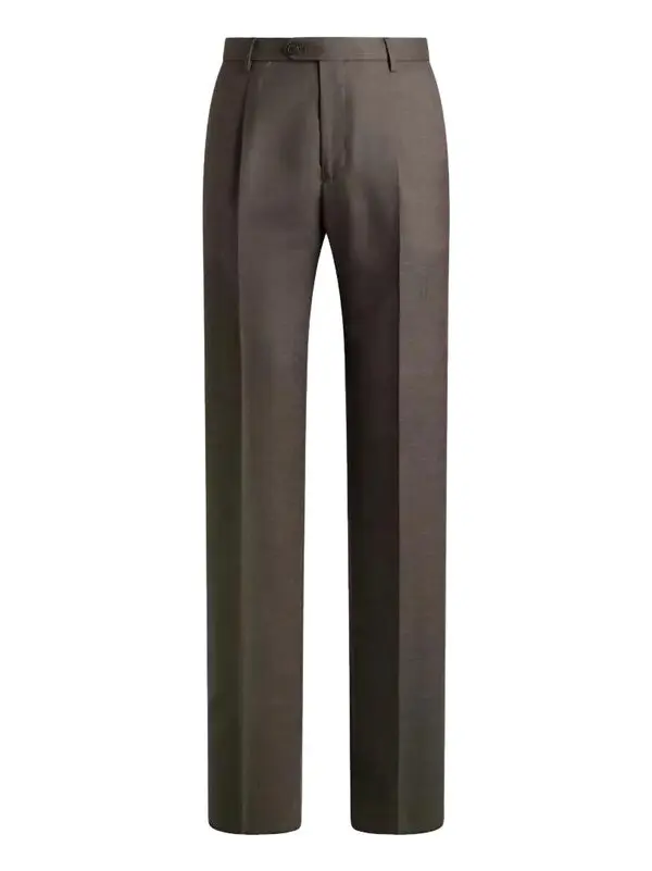 Etro Wool-blend Flannel Trousers With Crease Detail - Brown