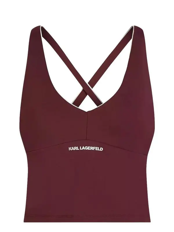 Karl Lagerfeld Contrast Piping Athleisure Tank Top - Red