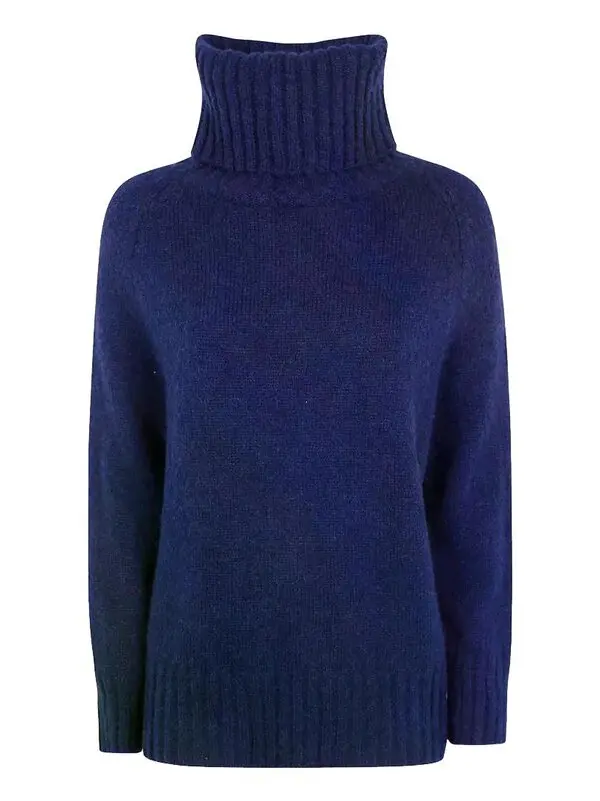 BASE Turtleneck Raglan-sleeve Sweater - Blue
